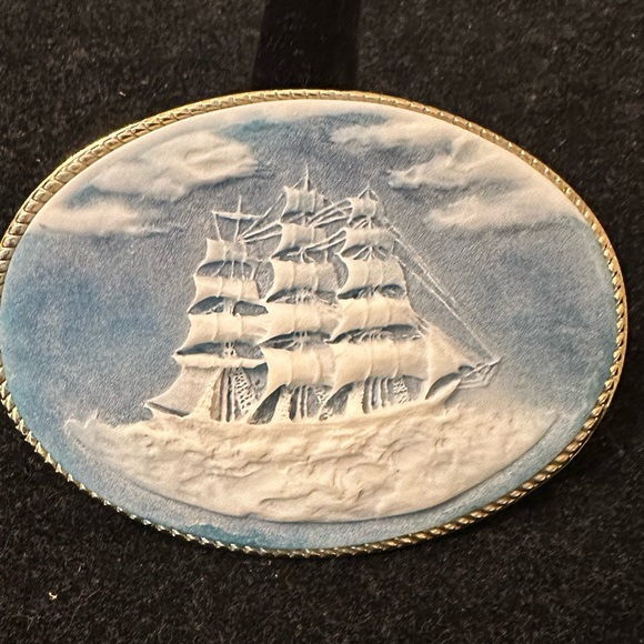 Accessories | Vintage Genuine Incolay Three Ships Belt Buckle | Poshmark
